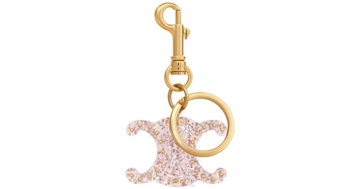 Celine Logo Keychain in Metallic | Lyst