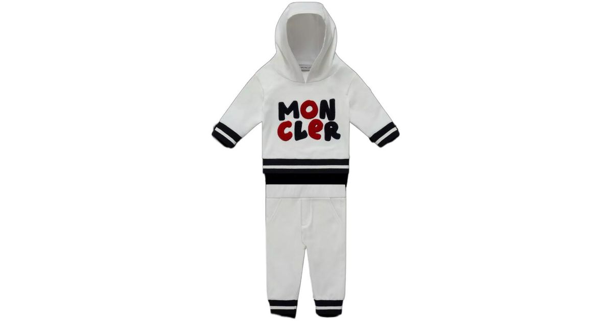 Moncler Logo-Embroidered Cotton Tracksuit Set in White | Lyst