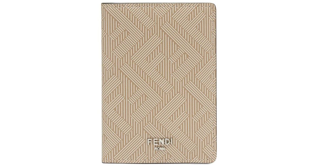 Fendi Leather Card Holder in Natural for Men | Lyst