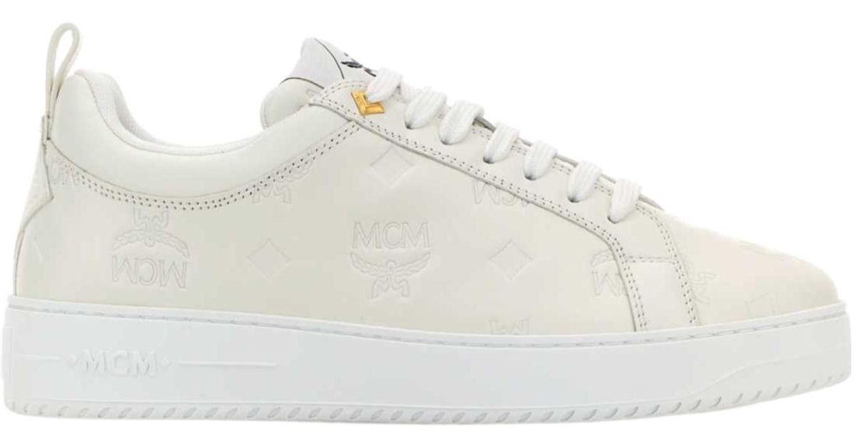 MCM Neo Terrain Lo Monogram Logo Sneakers in White | Lyst