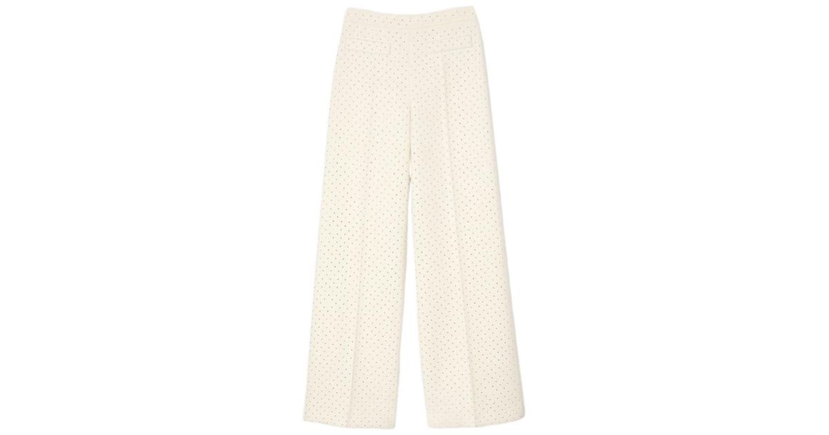 Sandro Tweed Rhinestone-Covered Pants in White | Lyst