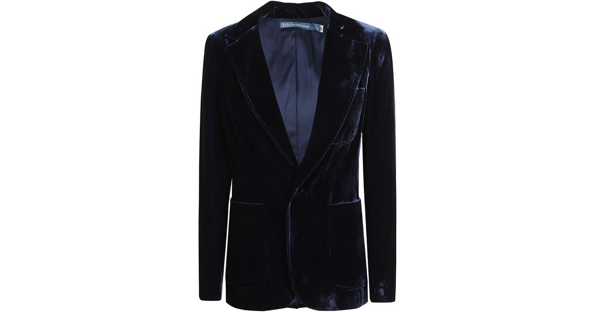 Polo Ralph Lauren Velvet Blazer in Blue | Lyst