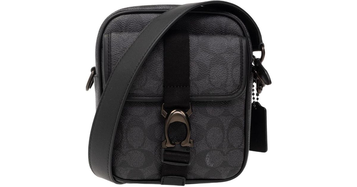 COACH Coated-Canvas Messenger Bag in Black for Men | Lyst