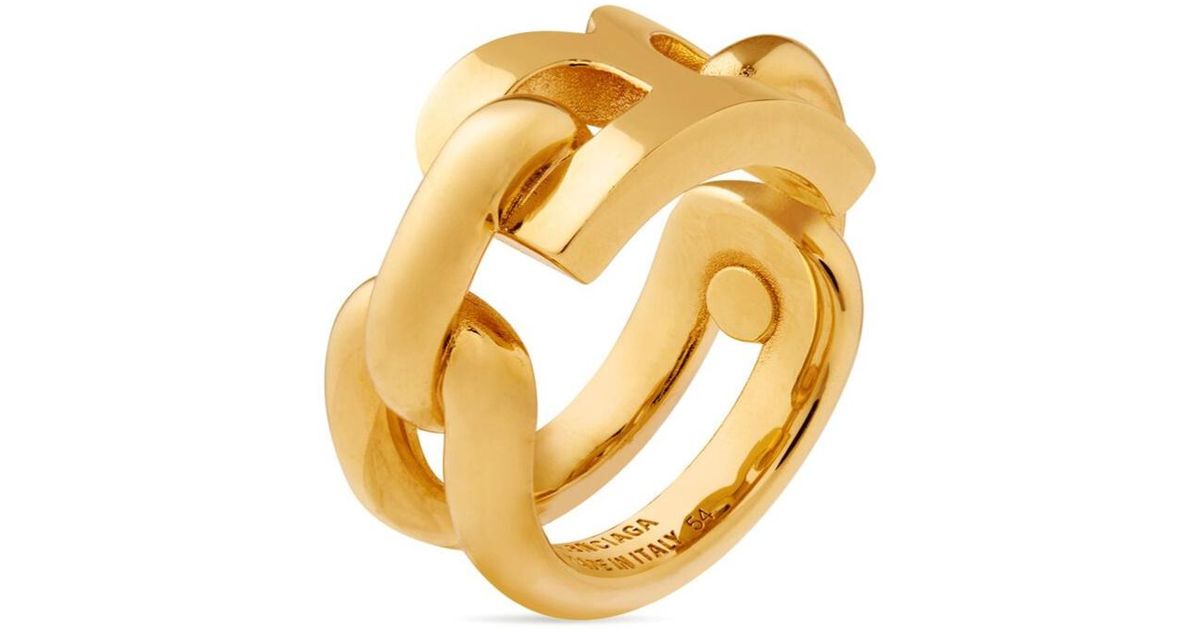 Balenciaga B-Logo Chain Ring in Metallic | Lyst