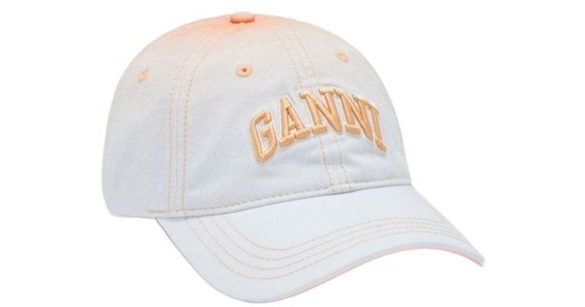 Ganni Ombré-Effect Logo-Embroidered Baseball Cap in White | Lyst UK