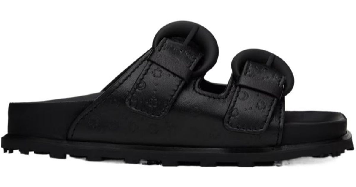 Marine Serre Logo Flat Sandals in Black for Men | Lyst