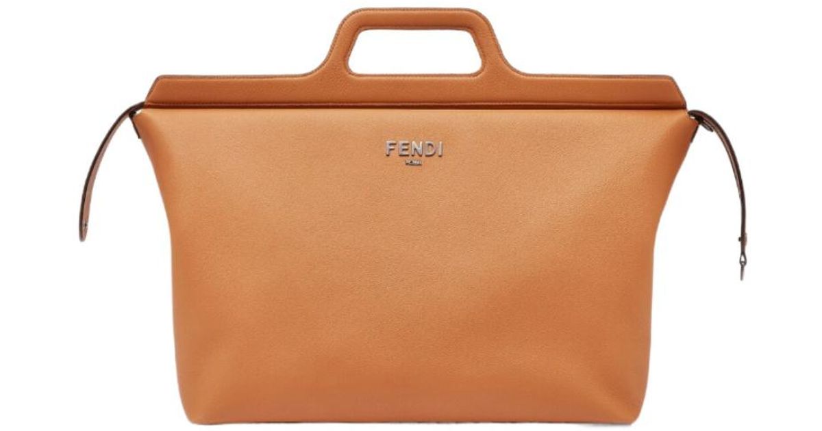 Fendi Logo-Lettering Leather Duffle Bag in Brown for Men | Lyst