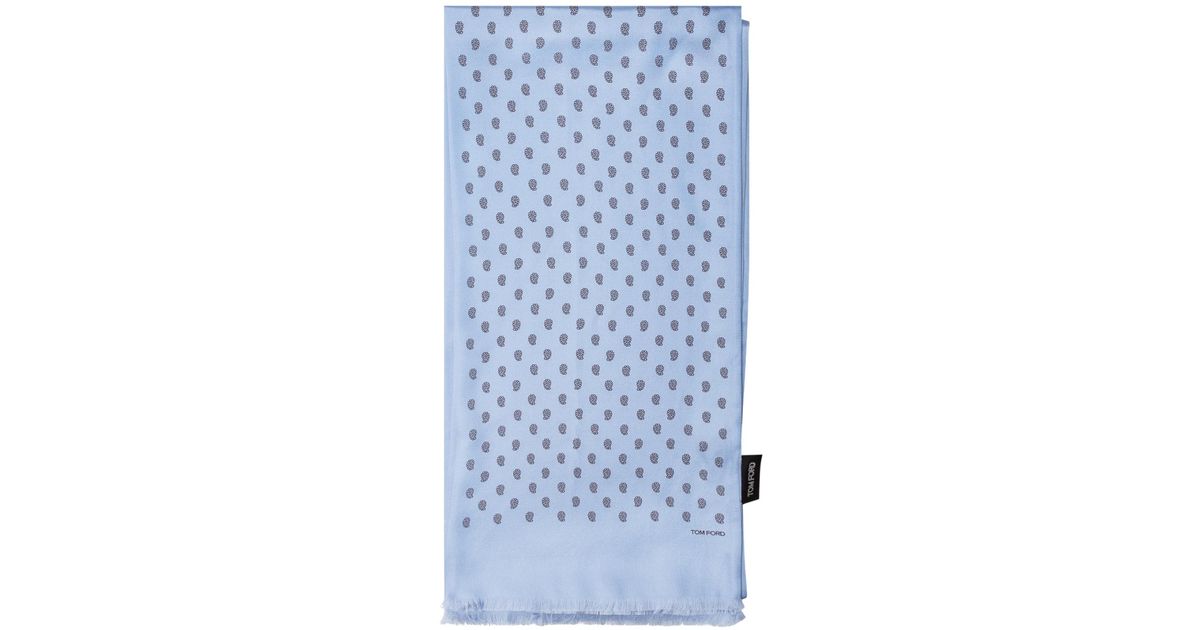 Tom Ford Paisley Print Logo Patch Scarf in Blue for Men | Lyst