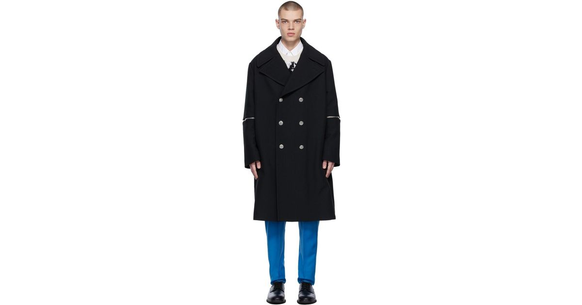 McQueen Breasted Split Coat in Black for Men | Lyst UK