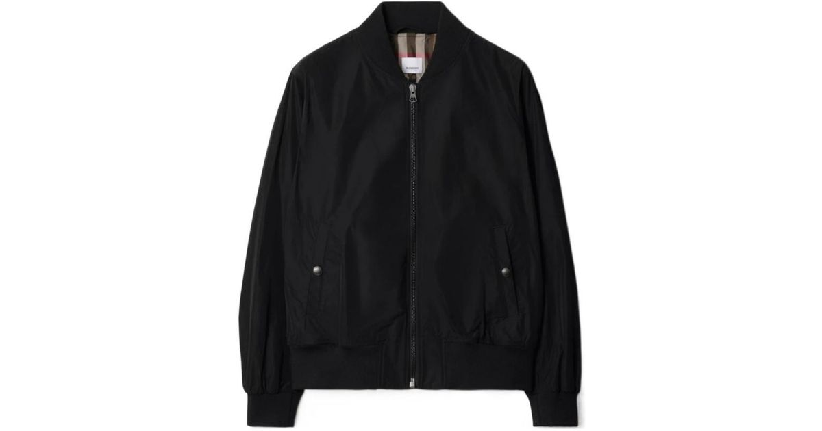 Burberry Stand Collar Casual Jacket in Black for Men | Lyst