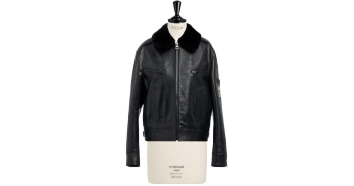 Dior Logo Zipper Leather Jacket in Black | Lyst