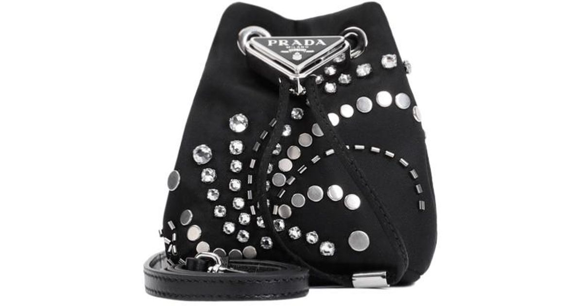 Prada Mini Drawstring Shoulder Bag in Black | Lyst