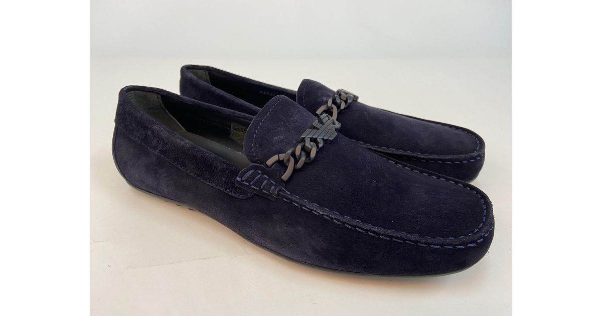 Emporio Armani Logo Business Casual Shoes in Blue for Men | Lyst