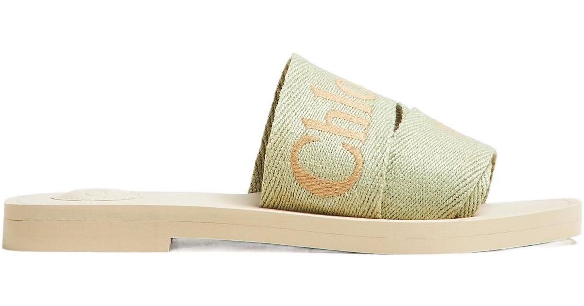 Chloé Square Toed Flat Slippers in Metallic | Lyst