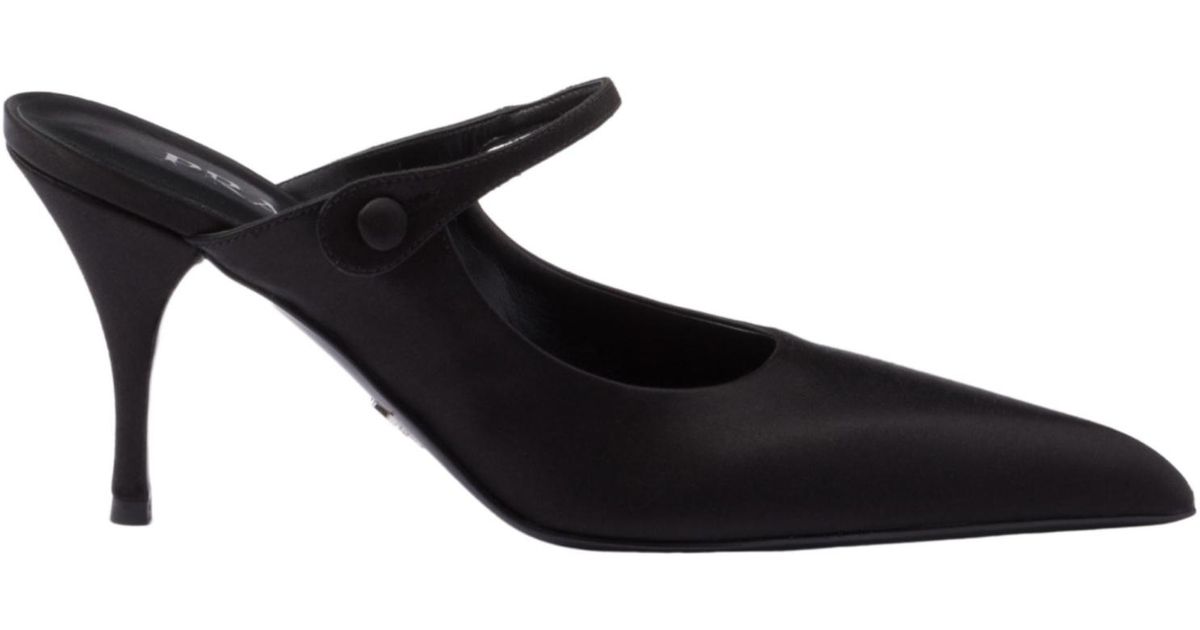 Prada Engraved Logo High Heels in Black | Lyst