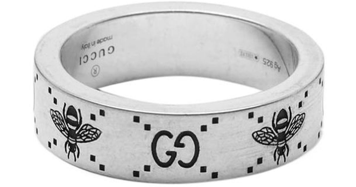 Gucci Bee Pattern Ring in White for Men | Lyst