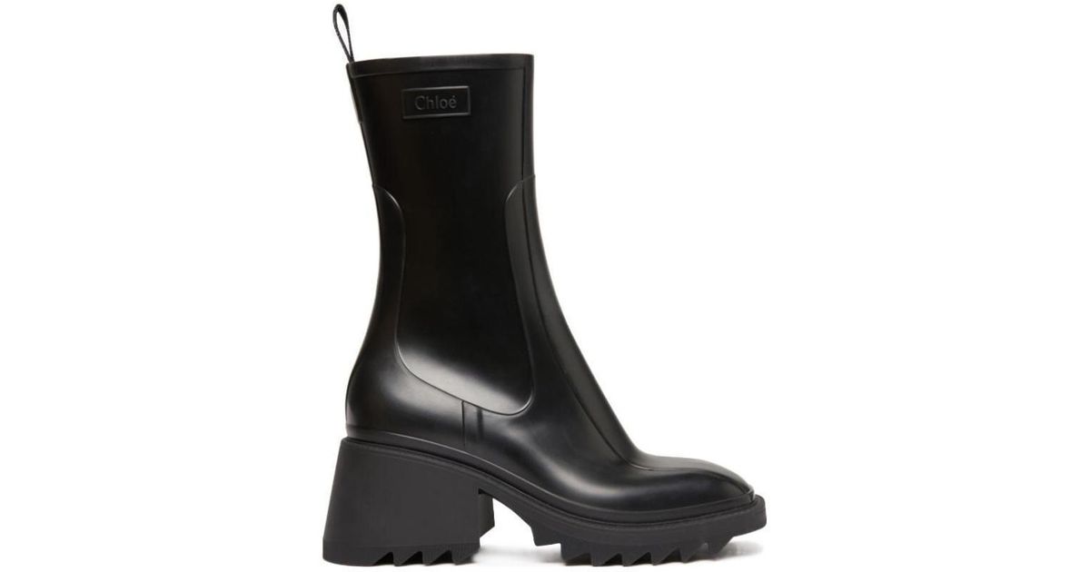 Chloé Betty Logo Ankle Boots in Black | Lyst