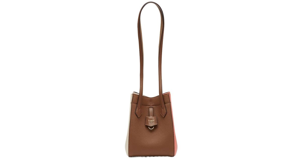 Fendi Mini Origami Logo Shoulder Bag in Brown | Lyst