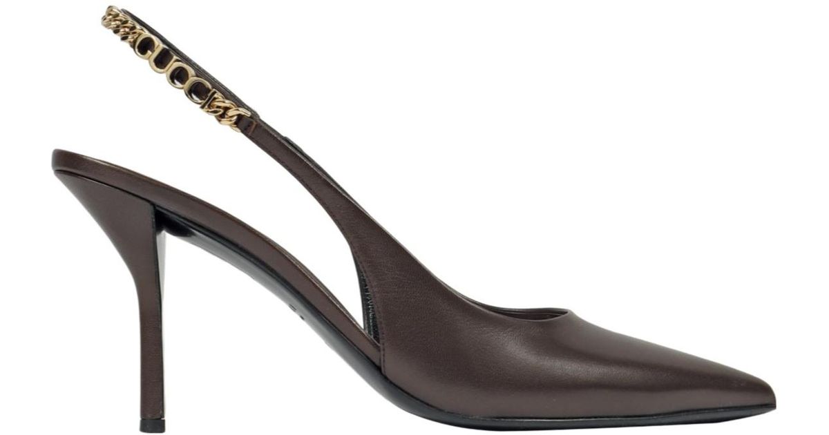 Gucci Signoria Slingback High Heel Sandals in Brown | Lyst