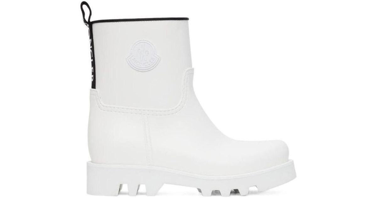 Moncler Logo Rain Boots in White | Lyst