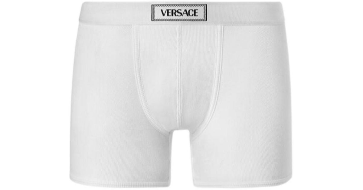 Versace Logo Label Underwear in White for Men | Lyst