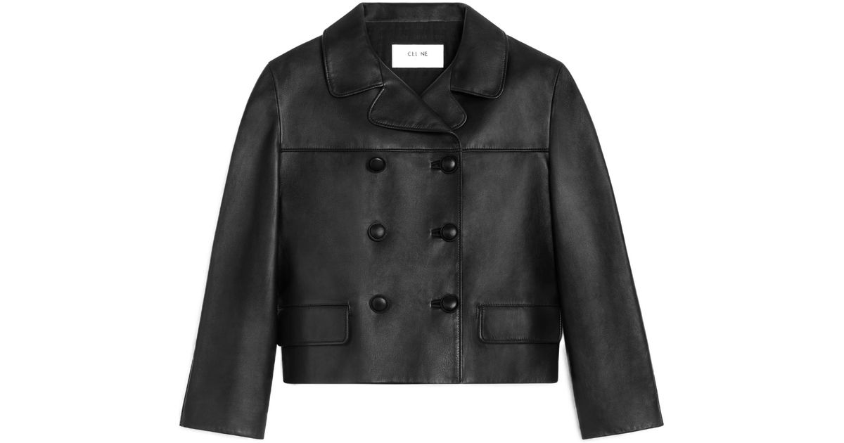 Celine Cropped Jacket in Black | Lyst