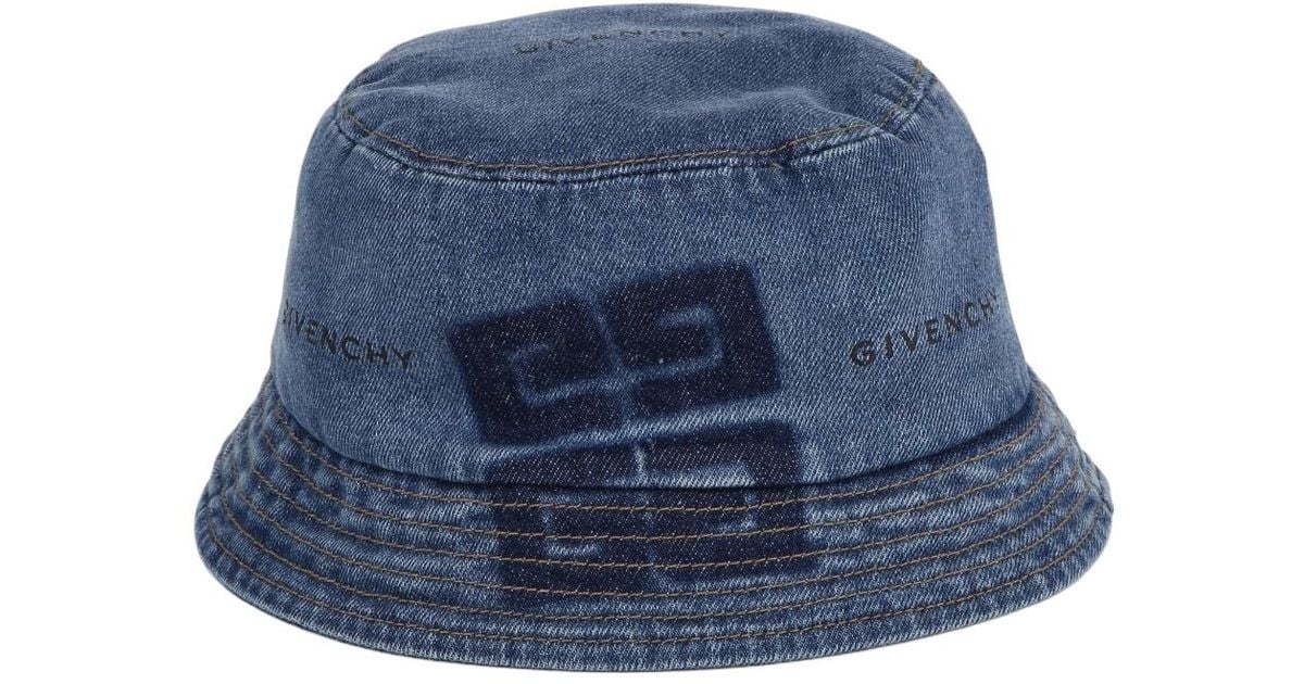 Givenchy Kids Dropped Narrow Brim Denim Bucket Hat in Blue | Lyst