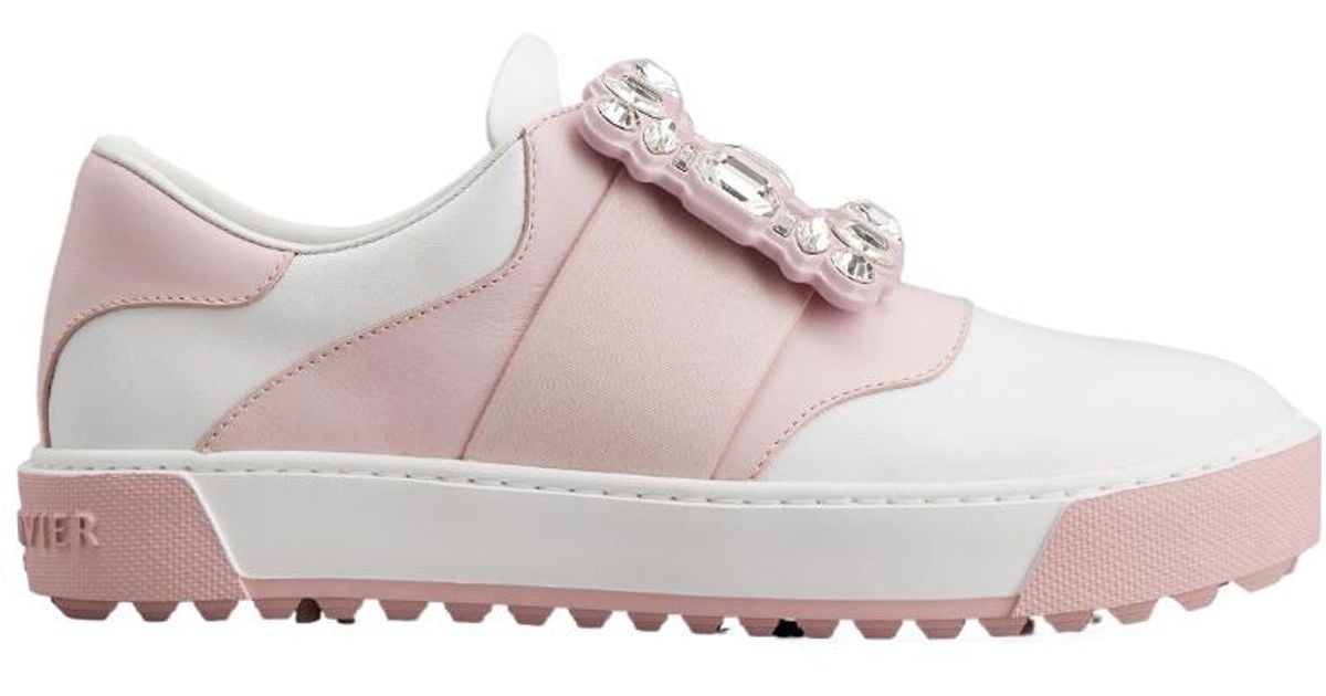 Roger Vivier Very Vivier Diamond-Button Sneakers in Pink | Lyst