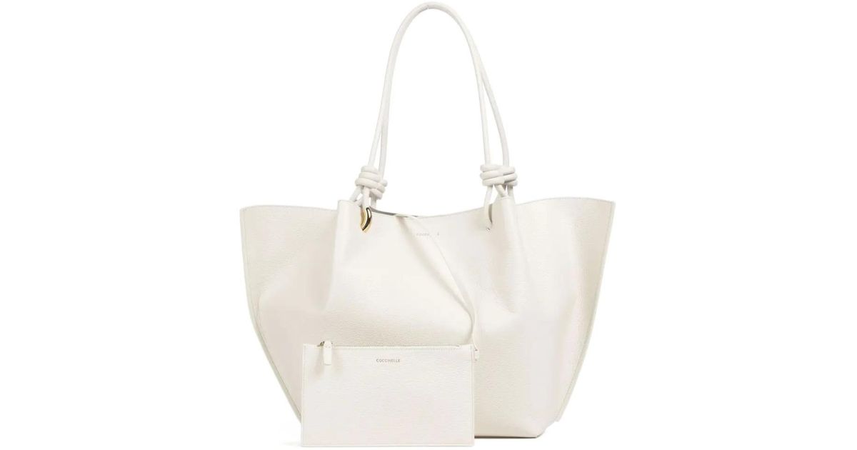 Coccinelle Finn Tote Bag Grained Leather Ivory in White | Lyst