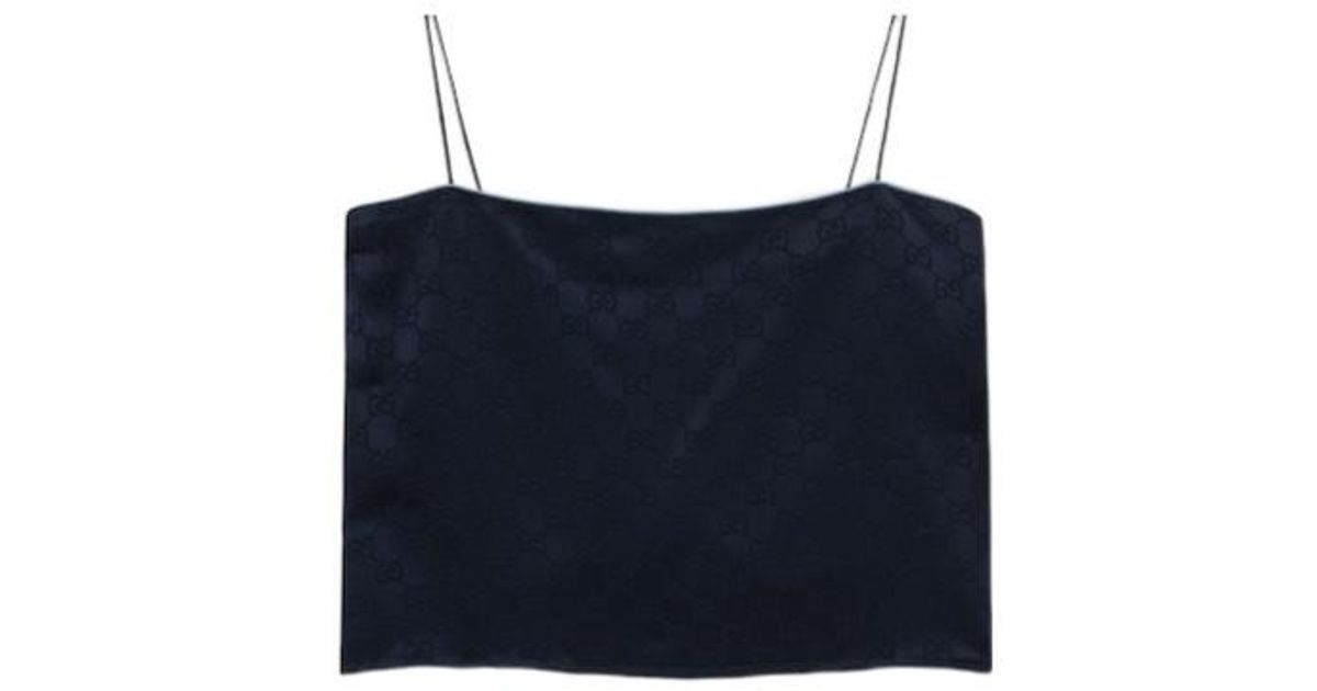 Gucci Monogrammed Singlet Top in Blue | Lyst