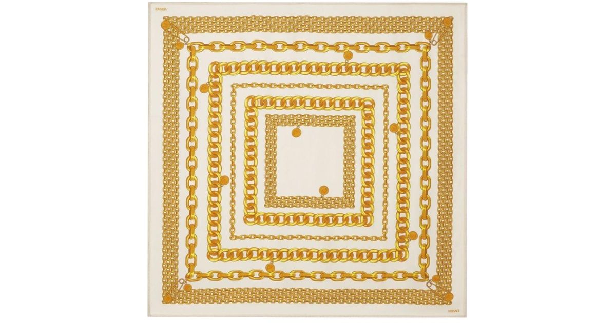 Versace Patterned Silk Square in Metallic | Lyst