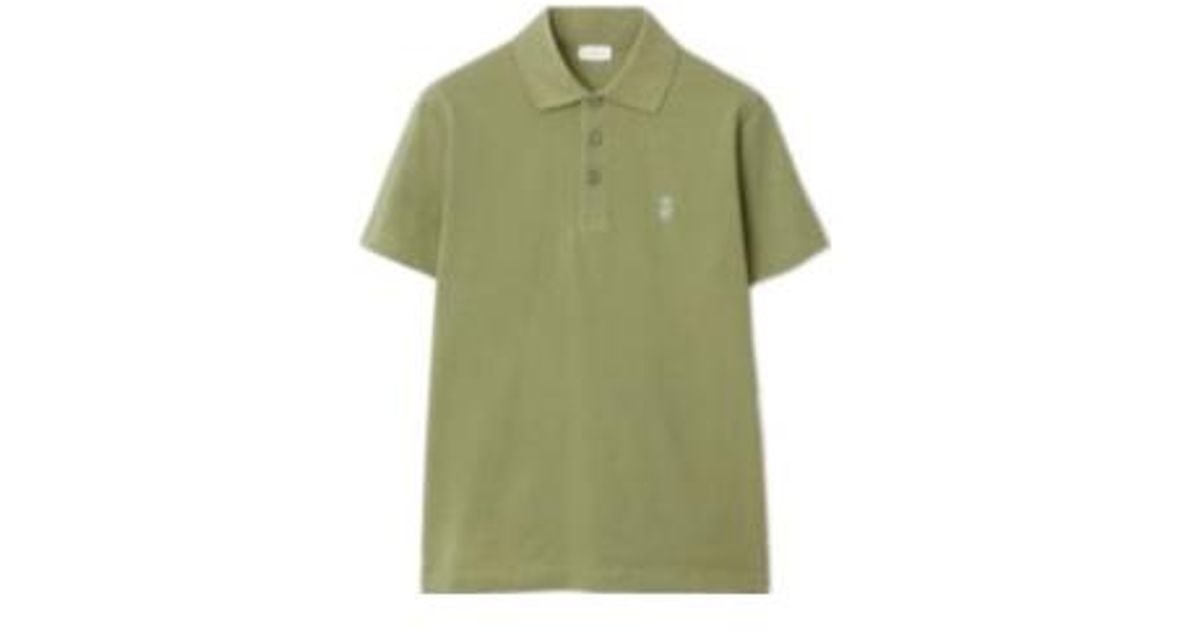 Burberry Logo-Embroidered Polo Shirt in Green for Men | Lyst