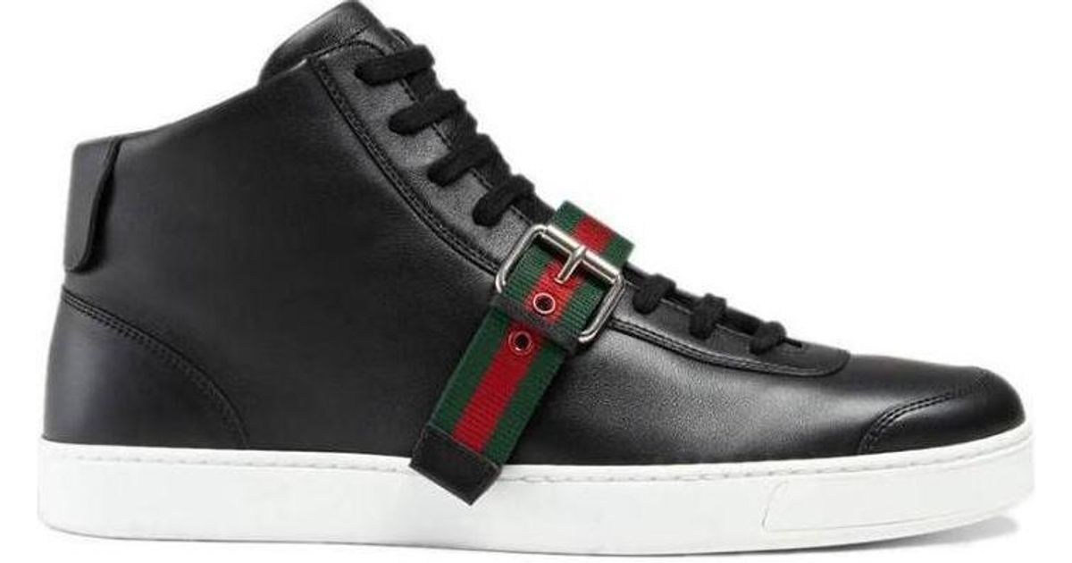 Gucci Strapped High-Top Casual Sneakers in Black for Men | Lyst