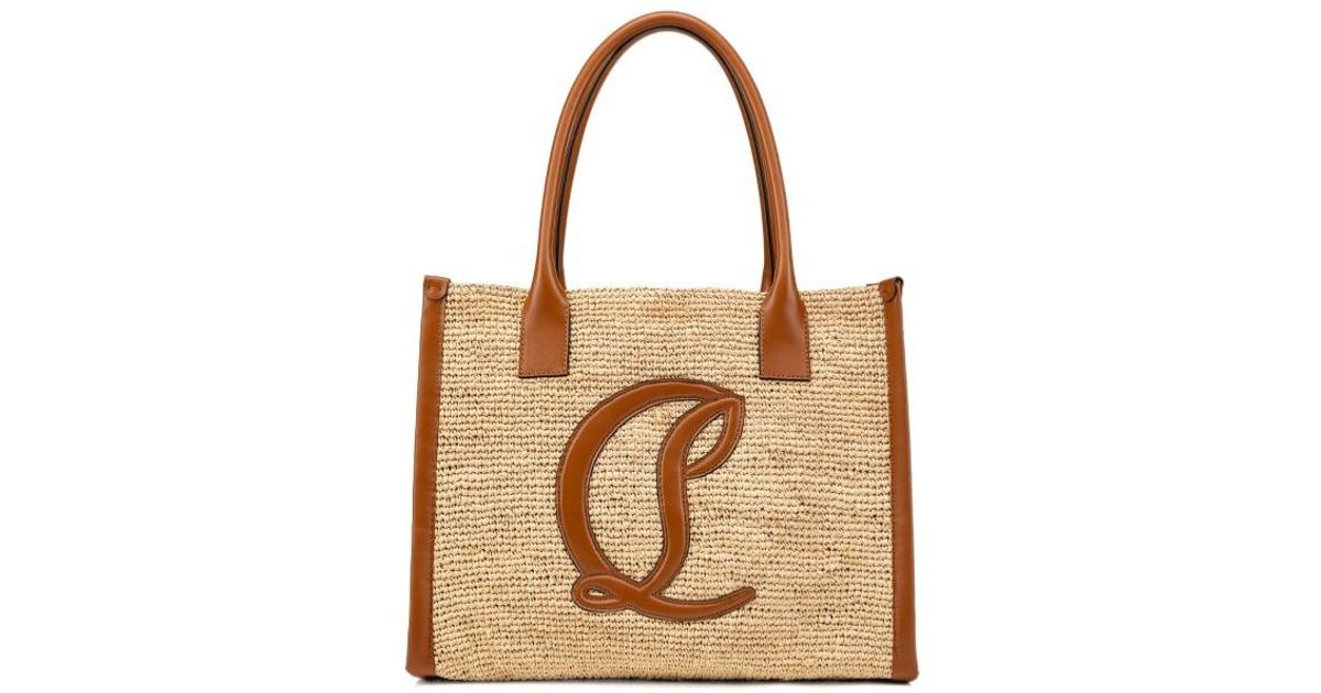 Christian Louboutin Logo Embossed Tote Bag in Brown | Lyst