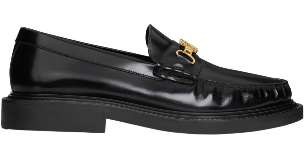 Celine Chain Loafer Shoes in Black | Lyst