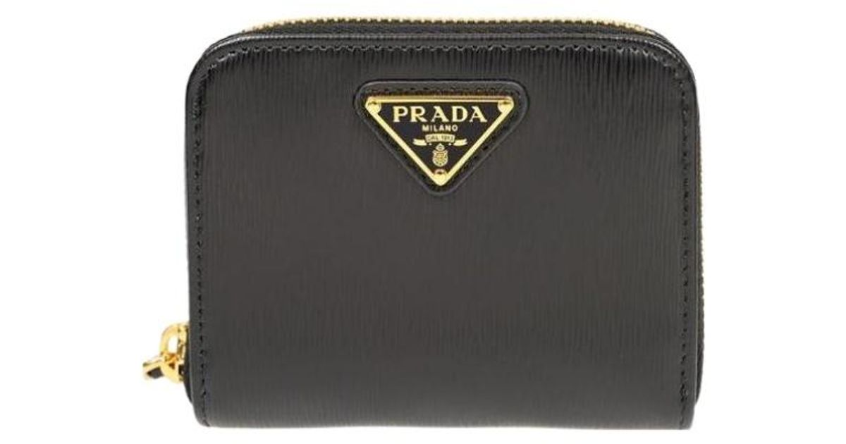 Prada Zipper Logo Change Wallet in Black | Lyst