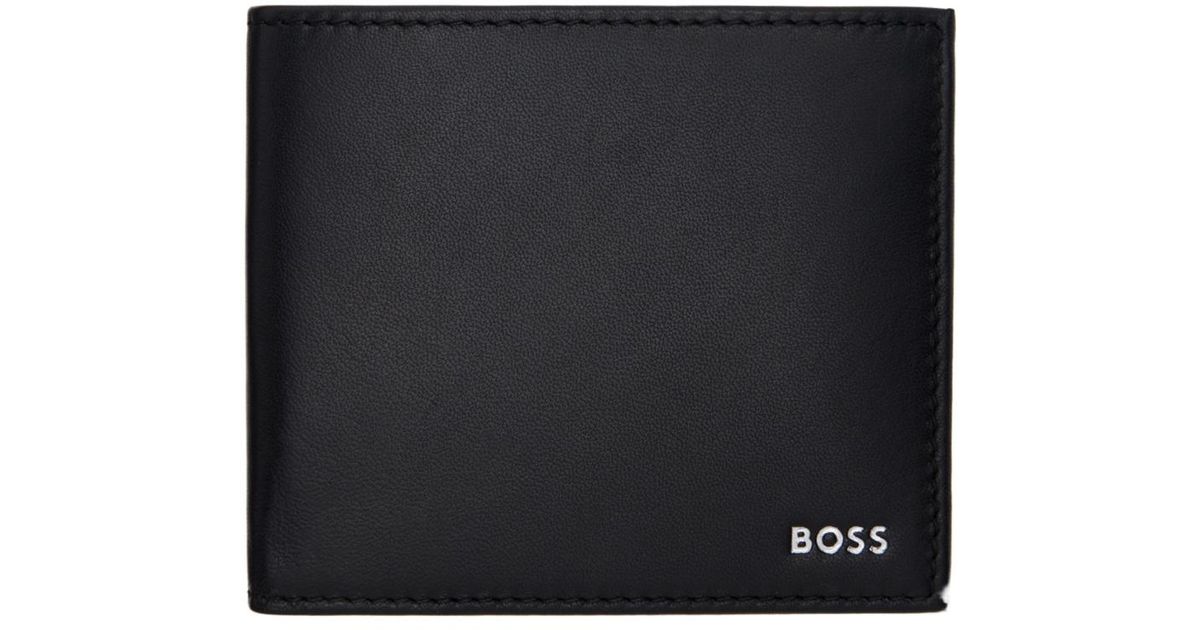 BOSS Logo Details Double Fold Wallet in Black for Men | Lyst