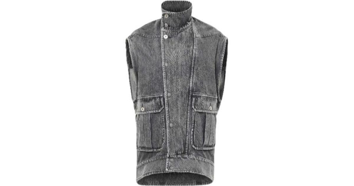 JW Anderson Oversized Sleeveless High Neck Denim Vest in Gray | Lyst