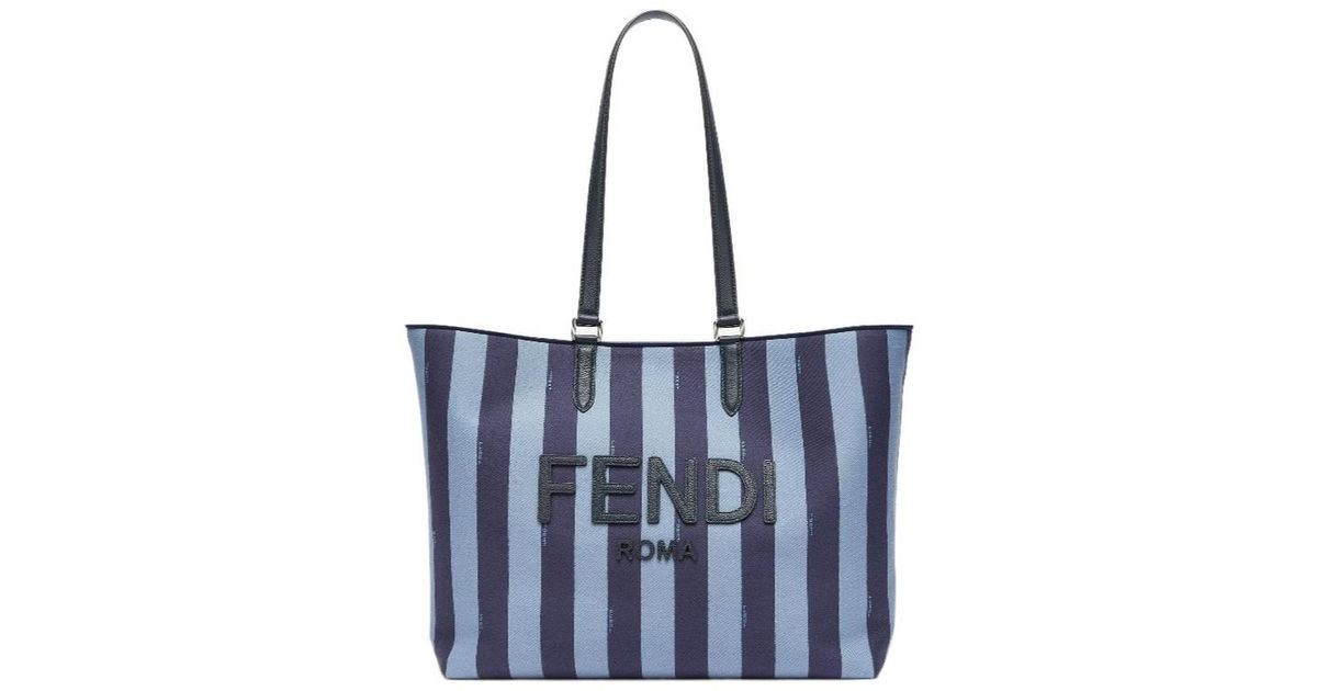 Fendi Signature Pequin Jacquard Tote Bag in Blue for Men | Lyst