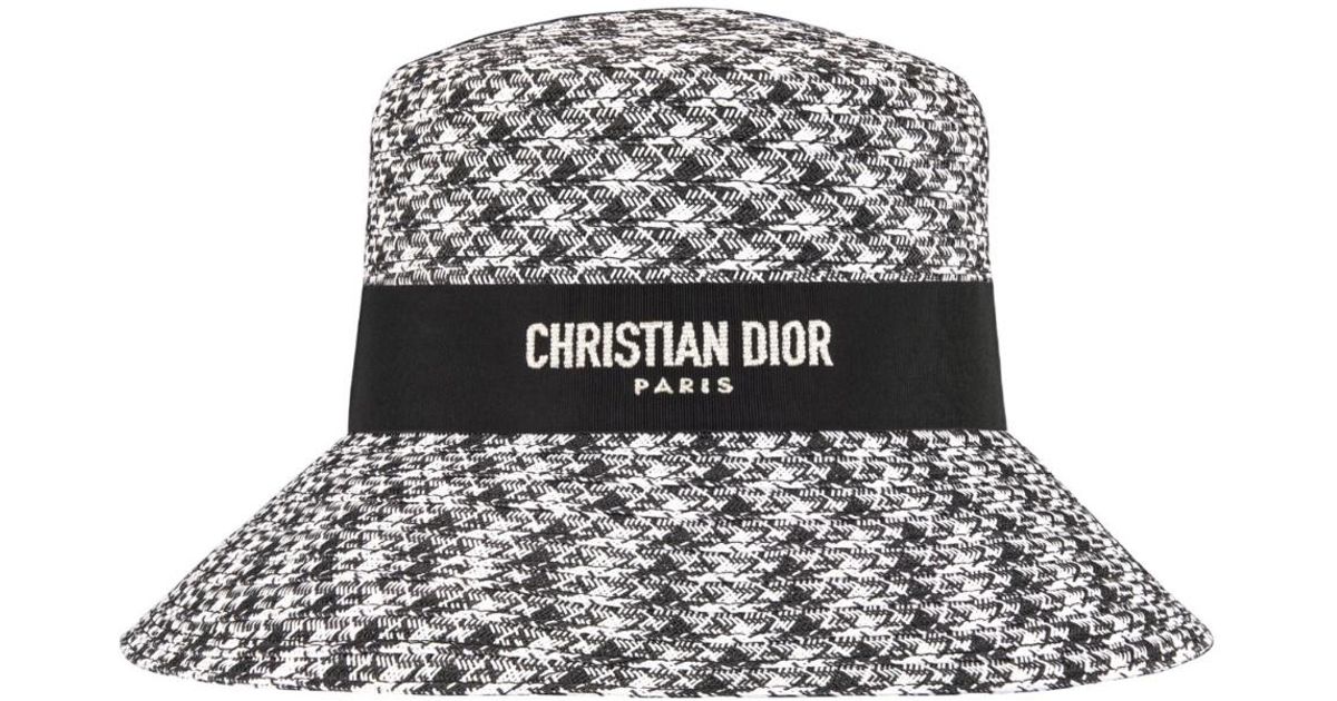 Dior D-Bobby Thousand Bird Lattice Straw Hat in White | Lyst