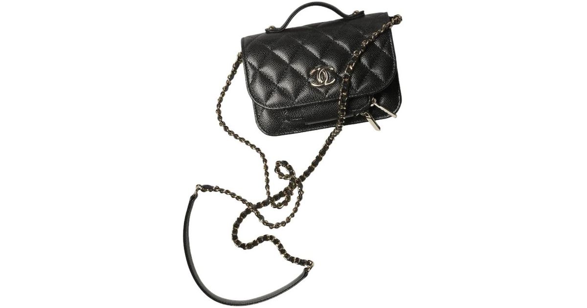 Chanel Logo Strap Satchel in Black | Lyst
