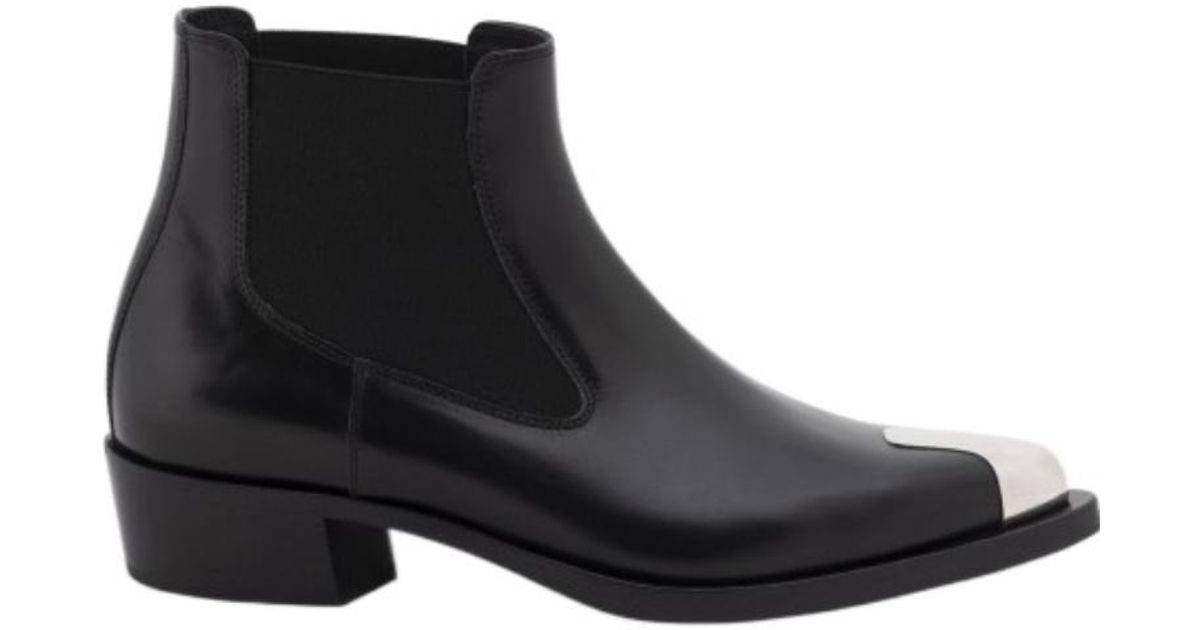 McQueen Punk Pointed-Toe Chelsea Ankle Boots in Black for Men | Lyst