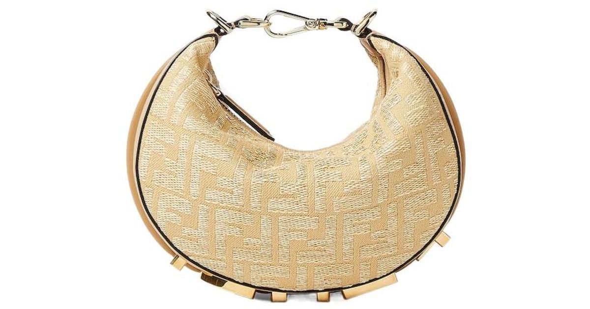 Fendi Graphy Logo Lettering Mini Hobo Bag in Metallic | Lyst