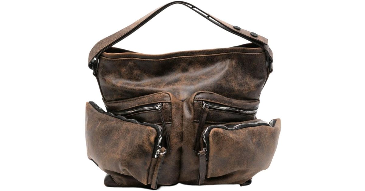 Vic Matié Distressed Shoulder Bag in Black | Lyst