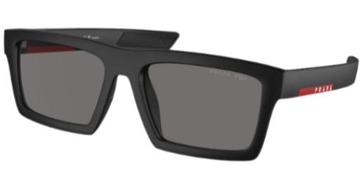 Prada Linea Rossa Logo Logo Sunglasses in Metallic for Men | Lyst UK
