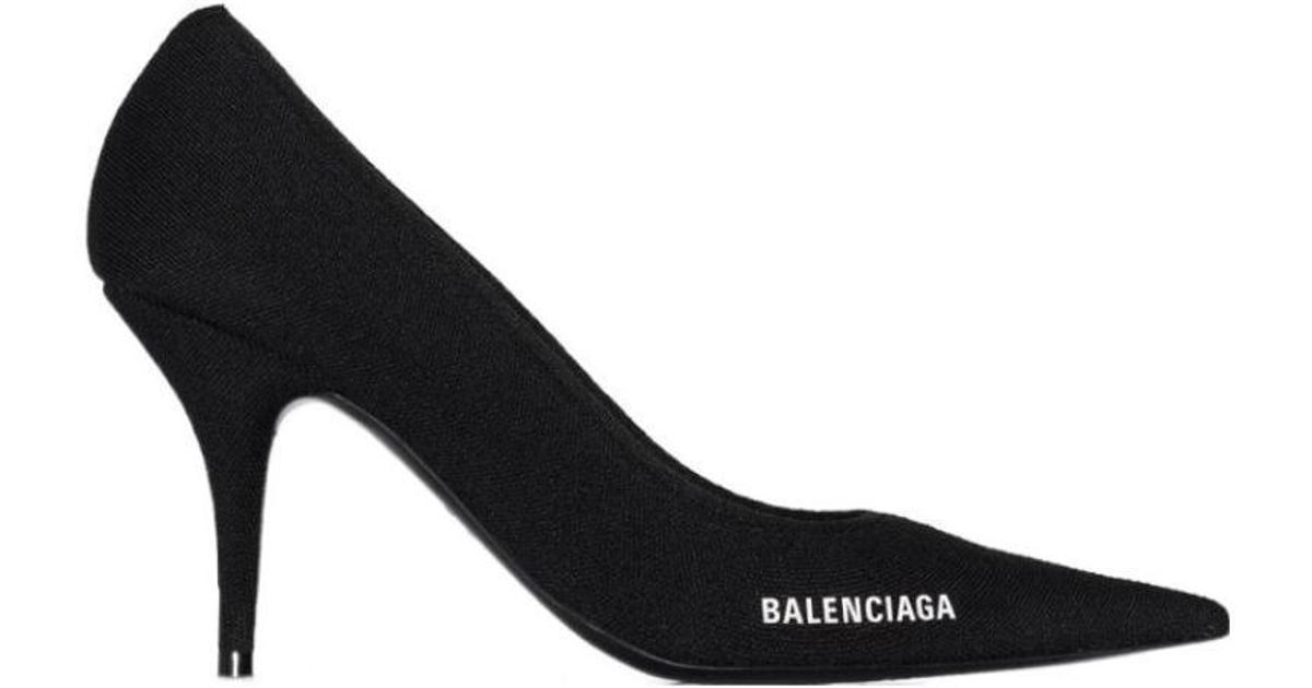 Balenciaga Logo Pointed High Heels in Black | Lyst