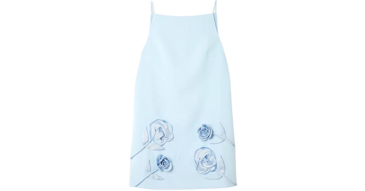 Self-Portrait Appliqué Crepe Mini Dress in Blue | Lyst UK