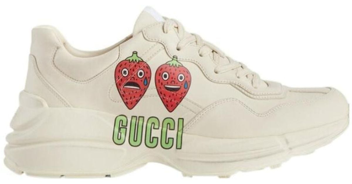 Gucci Rhyton Series Strawberry Printed Casual Sports Shoes for Men | Lyst