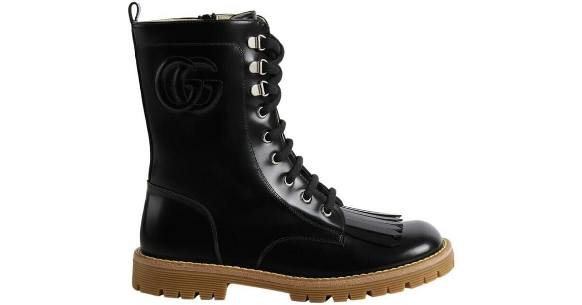 Gucci Lace-Up Boots in Black | Lyst