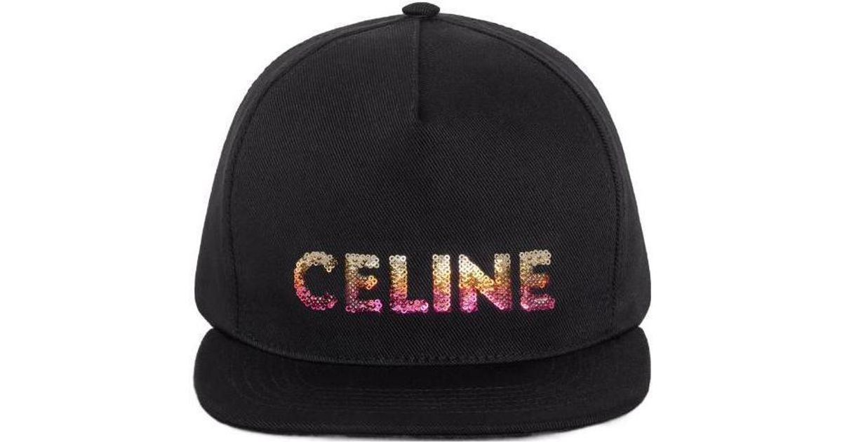 Celine Embroidered Cap in Black for Men | Lyst